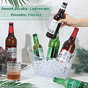 6 Pcs Oval Storage Tub, 4.5 Liter Plastic Clear Ice Bucket Beverage Tub Champagne Bucket with Handles for Wine Beer Beverage Parties, Holds 6 Beer Bottle or 3-4 Champagne, 12.25 x 9.5 x 6.75 Inch