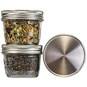 EcoPeaceful 316 Surgical Stainless Steel Mason Jar Lids WIDE Mouth - Rust-proof, Airtight, Leak-proof, BPA-Free, PVC-free, Vegan, Reusable - Not for Canning