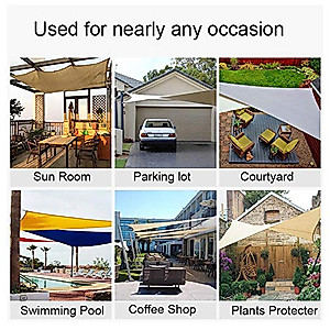 Insun 95% Sunscreen Anti UV Water Resistance Oxford Cloth Rectangle Sun Shade Sail Awning Shade for Outdoor Garden Patio Party White 6.5'x10'