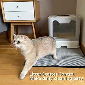 PETKARAY Cat Litter Mat, Litter Box Mat with Hidden Handle, Upgraded Anti-Slip Back Layer, Large Scatter Control and Urine-Proof Litter Trapping Mat for Kitty