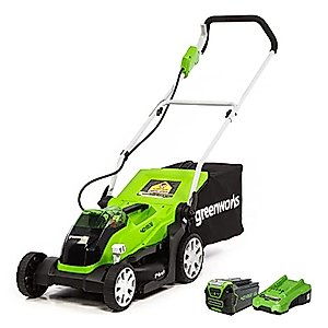 Greenworks 40V 14 Inch Cordless Lawn Mower, 4Ah Battery and Charger Included MO40B410