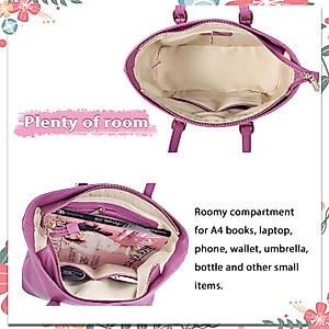 Banuce Leather Purses and Handbags for Women Large Capacity Shoulder Bag Ladies Office Work Bag Purple