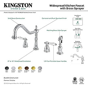 Kingston Brass KB1790BPLBS Bel-Air Widespread Kitchen Faucet with Brass Sprayer, Matte Black