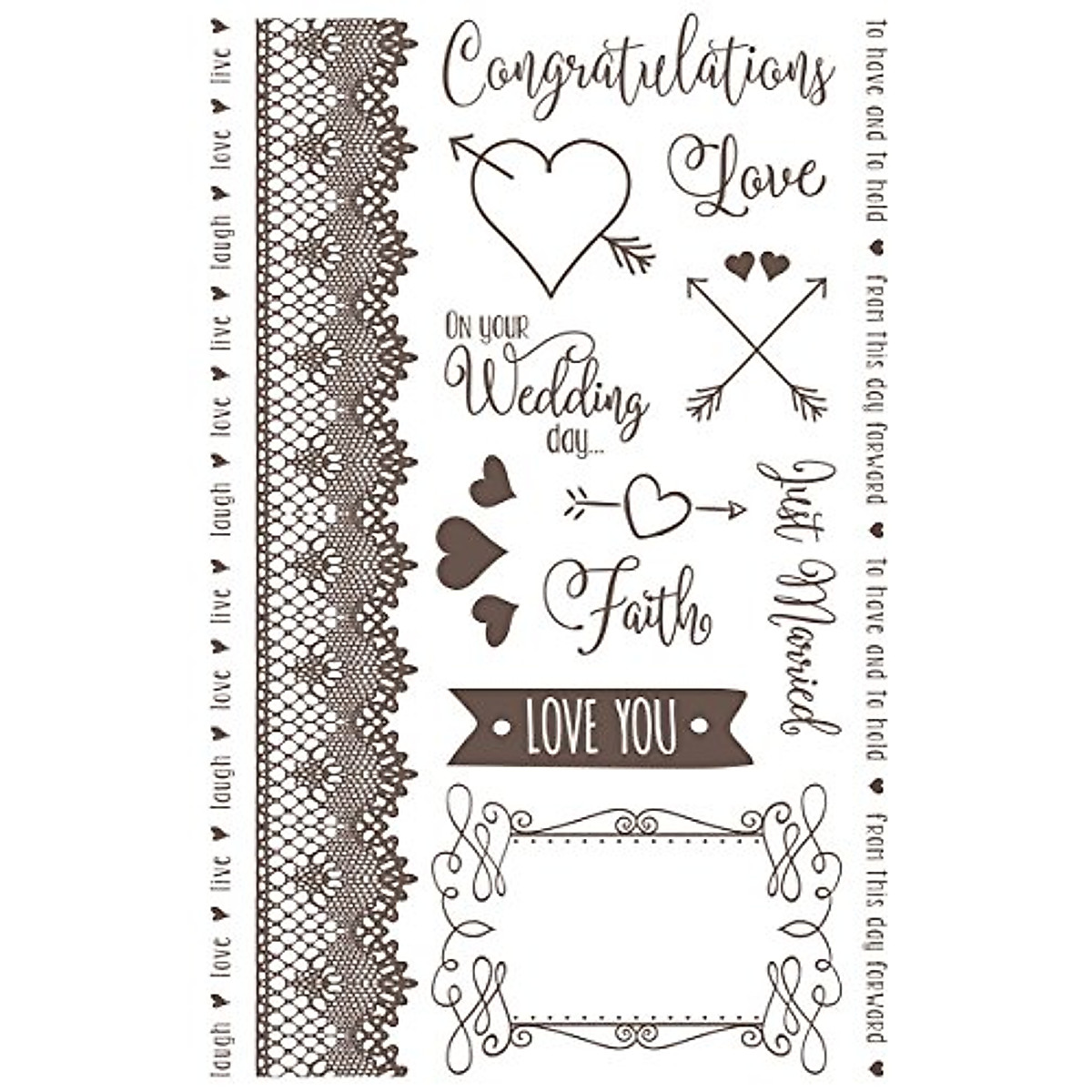 Sara's Signature Rustic Wedding Rub On Transfers, Multicolor