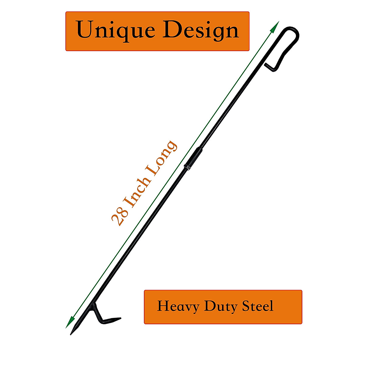 Fire Poker for Fire Pit. Fireplace Poker with Upgrade Removable Design. Premium Solid Steel Fire Pit Poker is The Best Fire Pit Accessories for Fireplace Camping Wood Stove Indoor and Outdoor Black