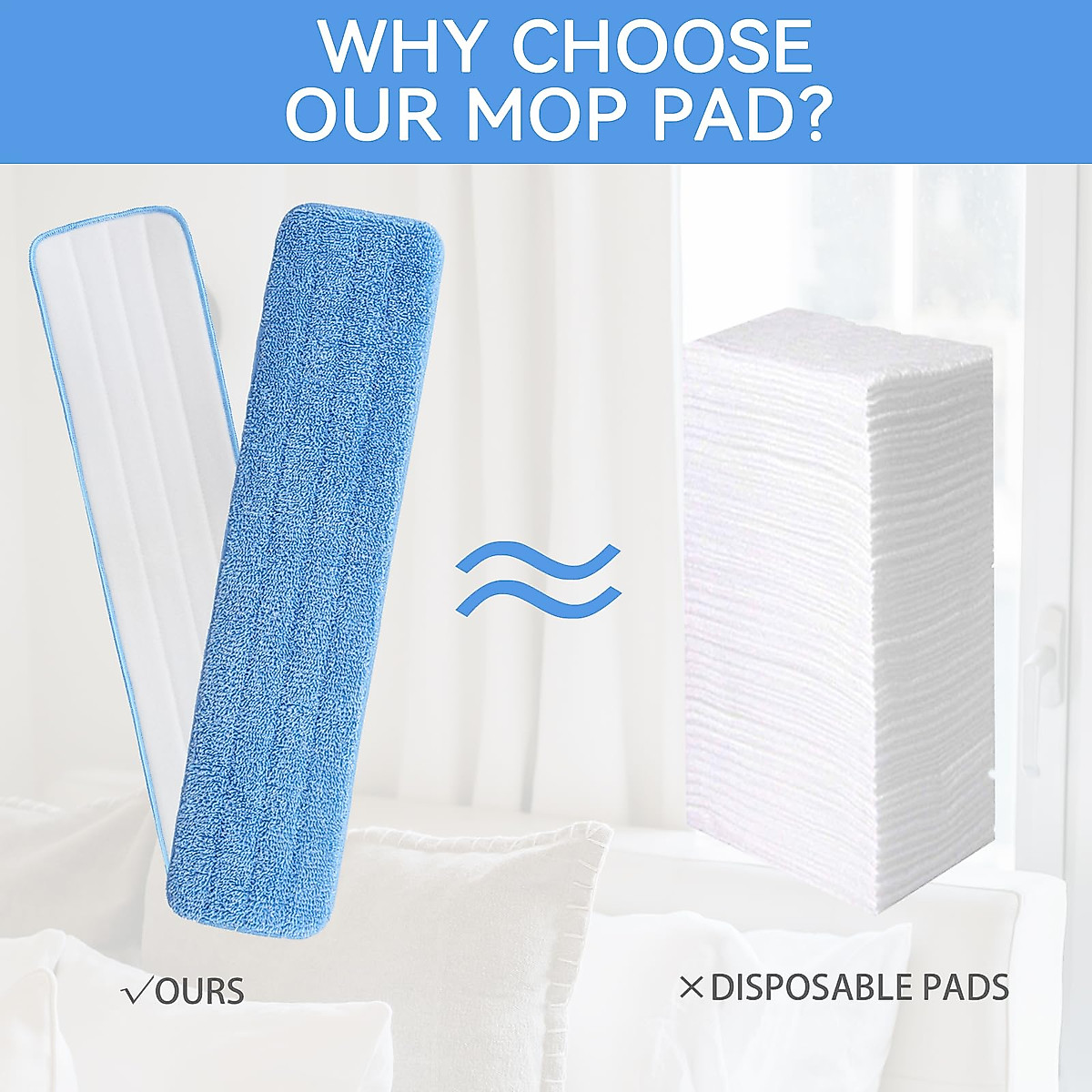 Replacement Microfiber Pad for Rubbermaid Commercial 24 Inch Mop Head - 8 Pack Wet & Dry Commercial Cleaning Refills Reusable Mop Refills Fit for Any Microfiber Flat Mop System 24"