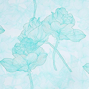 Treatmentex White Blue Print Sheer Window Curtains for Living Room Bedroom Floral Botanical 96 inches Long Soft Chiffon Drapes for Summer Semi Sheer Curtains 2 Panels Rod Pocket Aqua