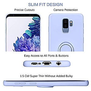 KANGYA Samsung Galaxy S9 Plus Case, Slim Silicone | Kickstand with 360° Ring Holder | Support Car Mount Samsung Galaxy S9+ Plus 6.2" Phone Case Cover for Girls Women, Purple