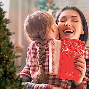 Christmas Money Cards, 10 Pack cash envelopes, Christmas Money Holders for Cash, Checks, or Gift Cards, For Christmas Day/Birthday/Holiday/Party/Spring Festival etc（Red Color7 × 3.4 inch）