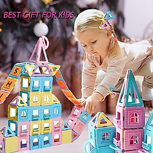 MAGBLOCK Magnetic Building Blocks Set, Upgraded Magnetic Tiles Toys for 3 4 5 6 7 8+ Year Old Girls, 103pcs Magnet Toys for Toddlers Boys and Girls 3-5