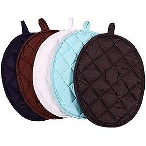 100% Cotton Kitchen Everyday Basic Cotton Oval Oval Oval Pot Holder Heat Resistant Coaster Oval Potholder for Cooking and Baking 7.9 inch x 9.5 -Inch Set of 5 (Multicolor)