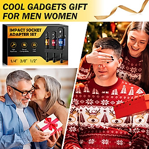Tools Impact Socket Adapter Set: 1/4" 3/8" 1/2" Impact Driver Bit Set Hand Power Wrench Ratchet Drill Adapter Driver Bit Hex Nut With Holder, Cool Stuff Gadgets for Men Him Dad Birthday Gifts Ideas