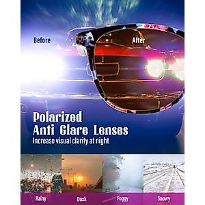 Bloomoak Night Driving Polarized Glasses for Women, Trendy Retro Fashion Glasses, Anti Glare/UV 400 Protection(flower/yellow)