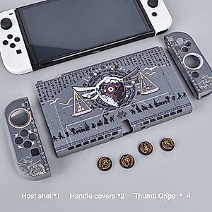 DLseego Zelda Switch OLED Protective Case Silicone Soft Cover Shockproof Skin Joy Con Shell with 4PC Zelda Eye Thumb Grips Caps