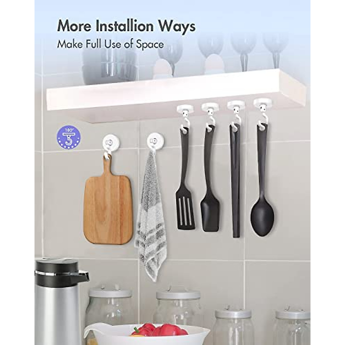 BPB Ceiling Hooks Wall Sidewall Adhesive Hook-10 Pack [No Drilling] Mounted Shower for Hanging Small Plants Towel Coat Bag Robe Clothes for Bathroom Bedroom Kitchen Door Hanger Decorations