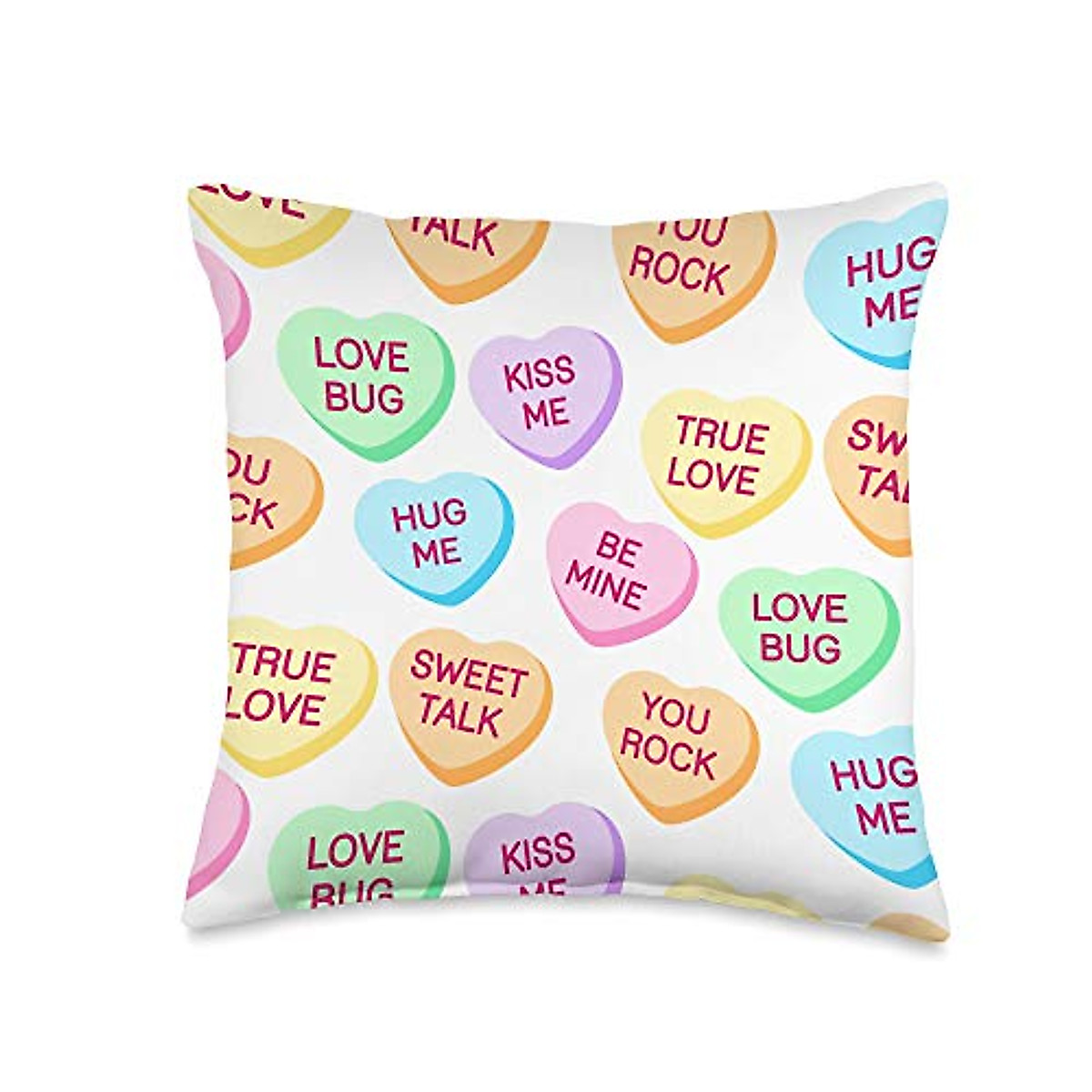 GrayFox Happy Valentines Day Happy Valentines Day Candy Conversation Cute Hearts Throw Pillow, 16x16, Multicolor