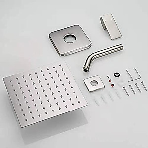 JingGang Shower Faucet Brushed Nickel Rain Shower Head Shower Faucets Sets Complete Bathroom Rainfall Shower System, Single Function Shower Trim Kit with Rough-in Valve