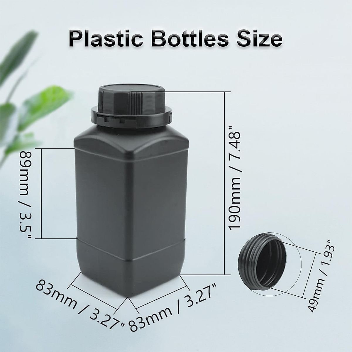 Heyiarbeit 5pcs Plastic Lab Chemical Reagent Bottle 1000ml/34oz Wide Mouth Sample Sealing Liquid Storage Container Black Cap