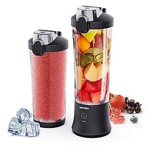Portable Blender Personal Blender for Shakes and Smoothies with 20 Oz Travel Cup and Lid for Traveling, Outdoor, Gym, Office. (Black)