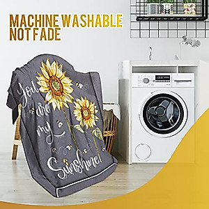 Levens Sunflower Blanket Gifts for Women Girls Mom, You are My Sunshine Decoration for Home Bedroom Living Room Camping Car, Soft Fuzzy Lightweight Throw Blankets Grey 50"x60"