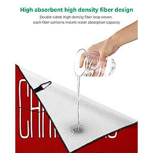 Golf Towel Merry Christmas Quotes Red,Waffle Pattern Microfiber Club Cleaner Golf Towels with Carabiner Clip for Women Men Dad,Black White Word Art Golf Towel for Golf Bags Accessories,24x16in