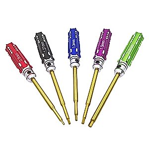 HOPLEX Precision RC Screwdriver Set 0.9mm 1.27mm 1.3mm 1.5mm 2mm Hex Screw Driver Set Titanium Hexagon Wrench Tool Kit for Multi-Axis FPV Racing Drone RC Quadcopter Helicopter Car Models