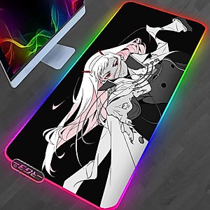 Gaming Mouse Pads Oversized Led Zero Two Mouse Pad Large RGB Mice Pad Computer Keyboard Pad Extended Desk Pad with Stitched Edge Frame 300X600Mm
