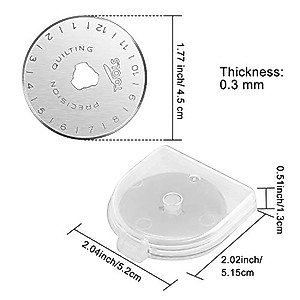 12 Pieces Rotary Cutter Blades Replacement Rotary Blades Round Trimmer Refill Blades in 45 mm Compatible with Fiskars Olfa Rotary Cutter for Quilting Cutting Sewing Crafts, 8 Types