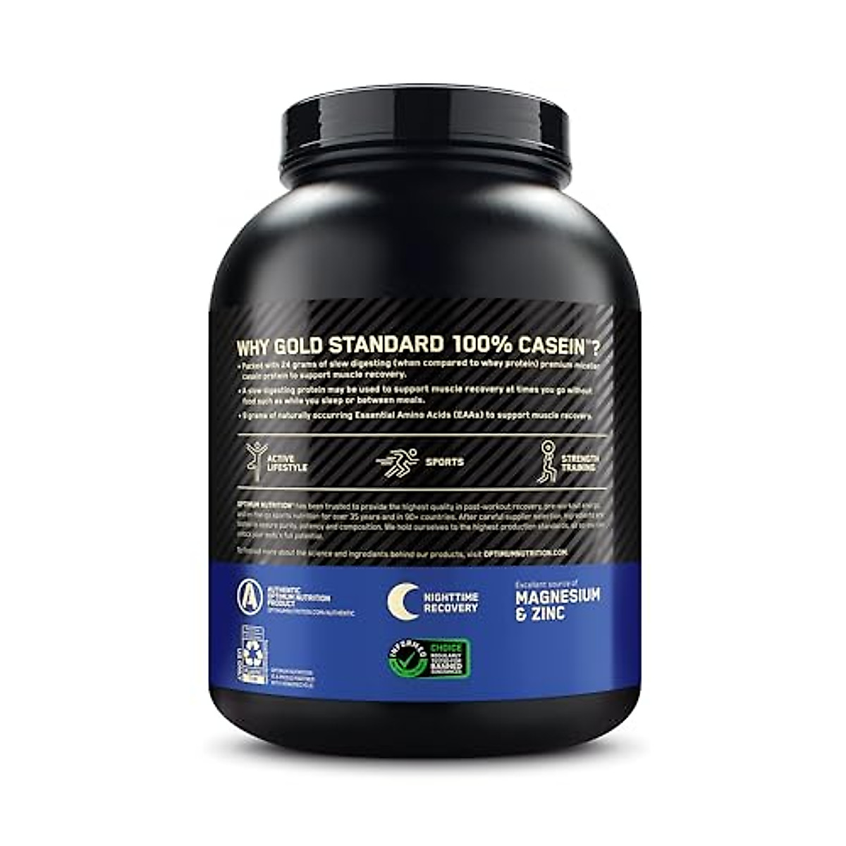 Optimum Nutrition Gold Standard 100% Micellar Casein Protein Powder, Slow Digesting, Helps Keep You Full, Overnight Muscle Recovery, Cookies and Cream, 4 Pound (Packaging May Vary)