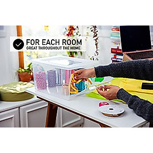 Rubbermaid X-Small All-Access Tote with Lids, Pack of 6, Stackable Storage Bins with Clear Drop-Down Door and Carry Handles, Closet Organization Containers, Clear