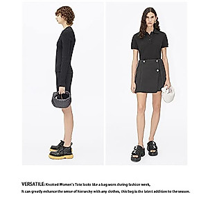 Women Kontted Woven Bag Handbag Hobo Bag Leather Woven Fashion Designer Ladies Clutch Purse Dumpling Shoulder Bag for Women (Silver)