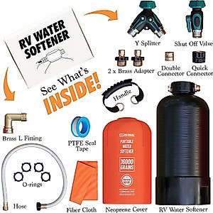 NPGLOBAL RV Water Softener Portable - 16,000 Grain, 3/4" GHT Fittings, Convenient Water Softener for RVs, Trailers, Boats, Mobile Car Washing, Pressure Washing