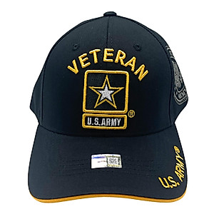 US Army Official Licensed Premium Quality Military Baseball Cap (US, Alpha, One Size, Black (Veteran Square Logo))