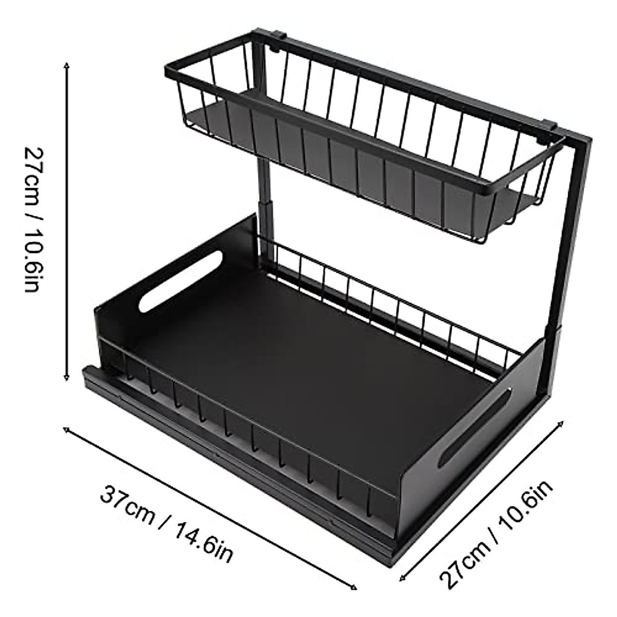 HEITIGN L Shape Under Sink Organizers Cabinet Pull Out Drawer 2 Tier Slide Out Cabinet Undersink Organizers Kitchen L Shape Under Sink Organizers 2 Tier Load Capacity 50lbs Multi Use