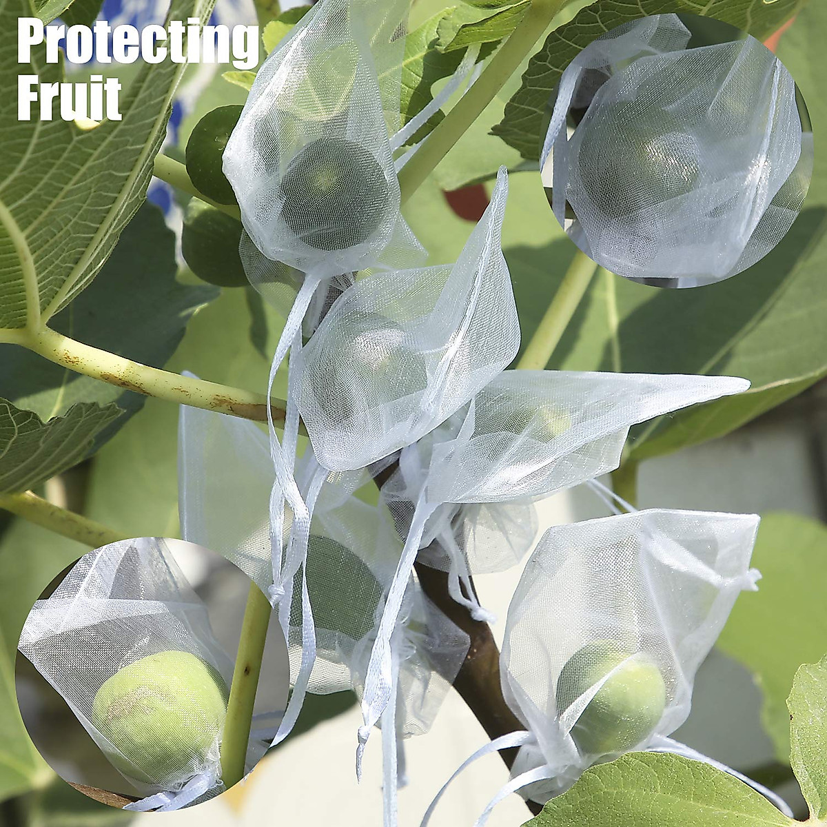 Bouraw 100Pcs Organza Bags, Drawstring Pouches, Wedding Favour Bags Party Christmas Bags, White Pouches (7x9cm, 2.7 * 3.5”)