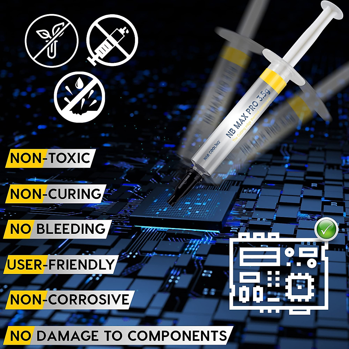Nab Cooling Thermal Compound Paste for Heatsink 3.5g Maximum Thermal Conductivity, High Density, Easy Application Bonus Spatula, Noncorrosive (3.5g)