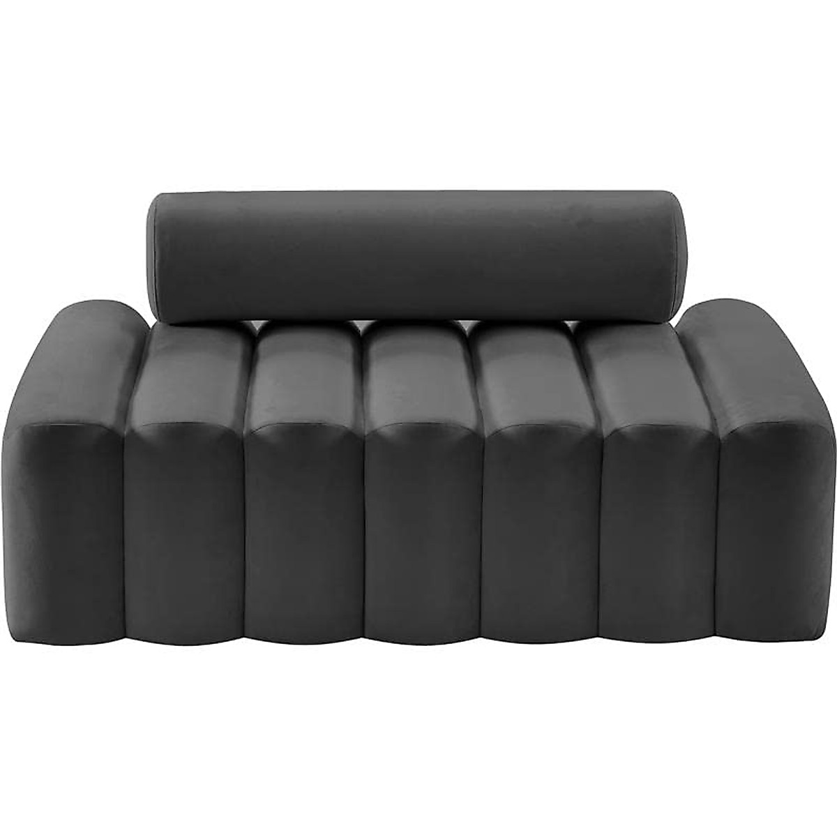 Meridian Furniture Melody Collection Velvet Upholstered Loveseat with Deep Channel Tufting, Grey