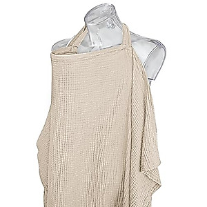 Konssy Muslin Nursing Cover for Baby Breastfeeding, Breathable 100% Cotton Breastfeeding Cover with Rigid Hoop for Mother Nursing Apron, Multi-use Carseat Canopy (Summer Wheat)