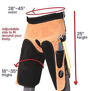 Equine Care Farrier Apron 2 Knife Pocket, 2 Nail Magnet & 2 Hammer Loop Horse Shoeing Leather Chaps 25 Inches- 63CM