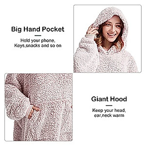 HORIMOTE HOME Cozy Sherpa Wearable Blanket Hoodie Mother s Day Gifts for Mom Gift Idea,Hooded Snuggle Blanket,Oversized Blanket Sweatshirt-Super Warm Light Weight, Pink