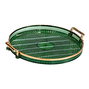 Multipurpose Serving Tray, Decorative Tray Vanity Tray Plate Food Tray for Desktop Living Room Kitchen Countertop Cabinet Bedroom, Green