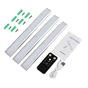 Litake Under Cabinet Lighting Rechargeable,32 LED Wireless Closet Lights with Remote,Dimmable LED Light Bar with Magnetic Strip for Kitchen Cabinets,3 Packs
