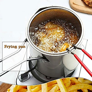 Fry Pot, 304 Stainless Steel Deep Fryer Pot with Basket and Anti Scalding Silicone Handle, Outdoor Deep Fryer for Frying Fish Seafood, French Fries, Chicken Wings Easy to