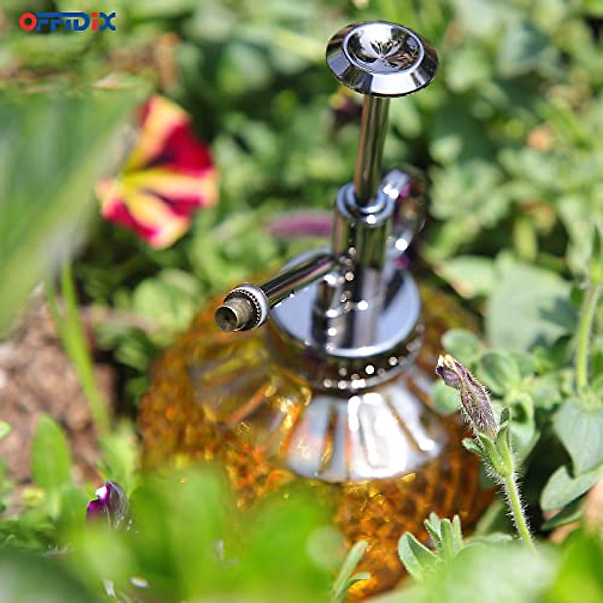 OFFIDIX Glass Plant Mister, 300ML Vintage Glass Spray Bottle, Plant Spritzer Small Watering Can with Plastic Top Pump,Plant Spray Bottle for Garden, Plants, Cleaning (Brown)