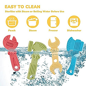 TYRY.HU Baby Teething Toys for Babies 0-6 Months 6-12 Months, BPA Free Silicone Baby Molar Teether Chew Toys, Hammer Wrench Spanner Pliers for Boys Girls, Soft-Textured, Easy to Hold & Clean, 4 Packs