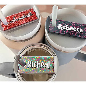 Personalized Tumbler Name Tags Name Plate for Lid, Customized Name Tumbler Name Tag Accessories for Water Tumbler Tag 30 oz 40 oz