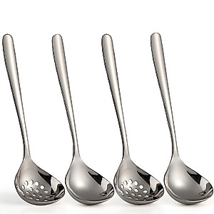 Stainless Steel Serving Spoons Set of 4, Slotted Serving Spoons, Serving Spoons for Party Buffet Catering Banquet (TP-01)