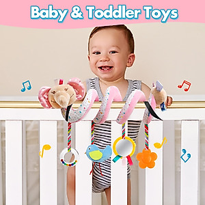 Baby Car Seat Toys Activity Stroller Toy for Boys Girls 0 3 6 9 10 12 Months, Spiral Hanging Plush Toys,Baby Shower Thank You Gifts