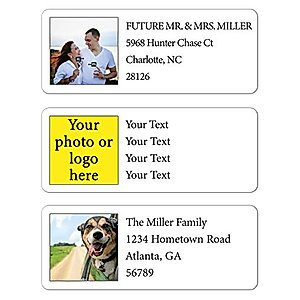 Personalized Return Address Labels Photo - Set of 120 Custom Photo or Logo Mailing Labels for Envelopes, Self Adhesive Flat Sheet Rectangle Personalized Name Stickers