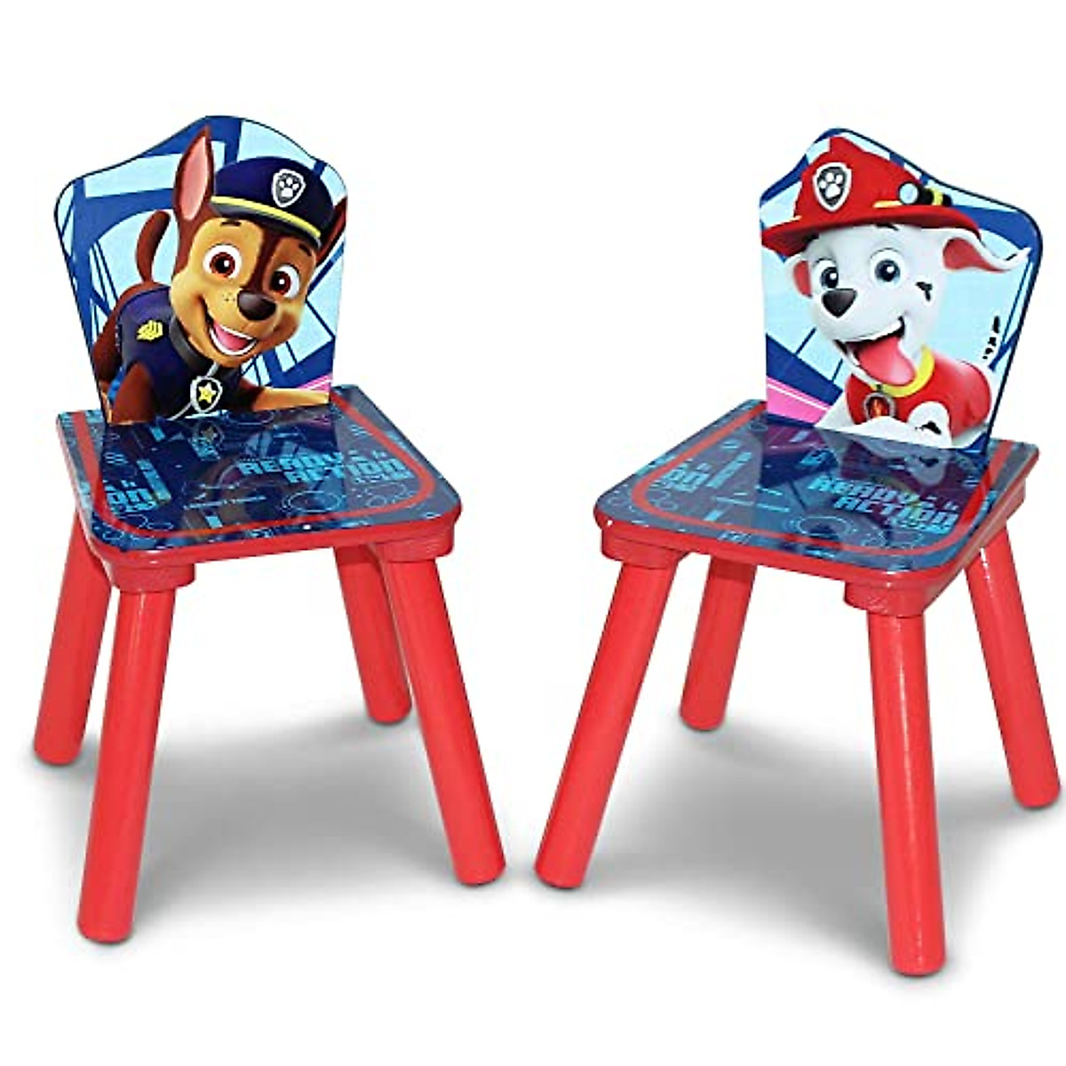 PZCXBFH Children PAW Patrol 4-Piece Playroom Set Includes Table with 2 Chairs and Deluxe Toy Box, Blue red